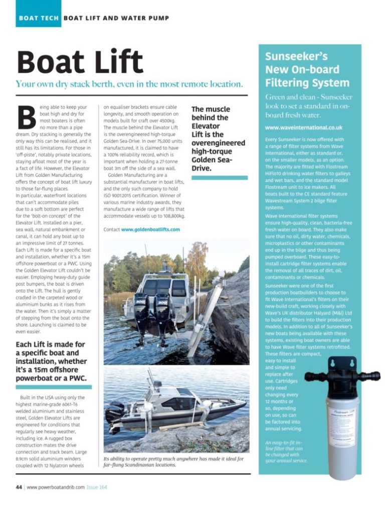 POWERBOAT & RIB Magazine - Golden Boat Lifts